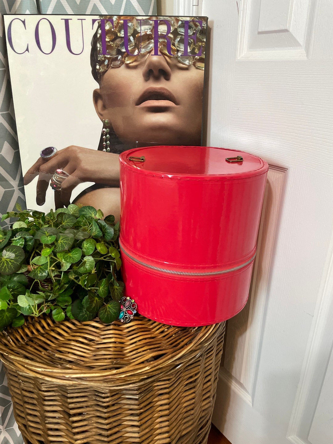 Vintage/ Antique Zipper Hat Box/ Red/ Circle/ Large/ Free Shipping - Etsy