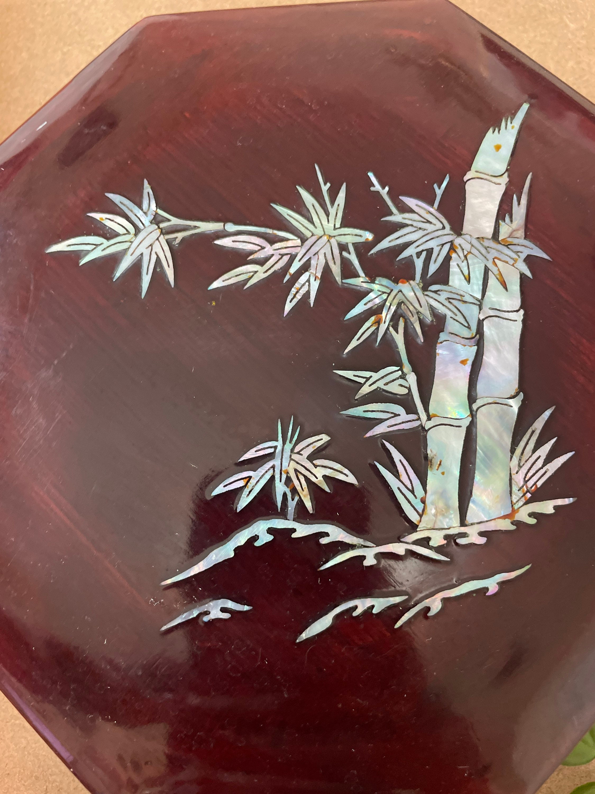 Vintage/antique Lacquer Ware Asian Compartment Box - Chinese Inlay ...