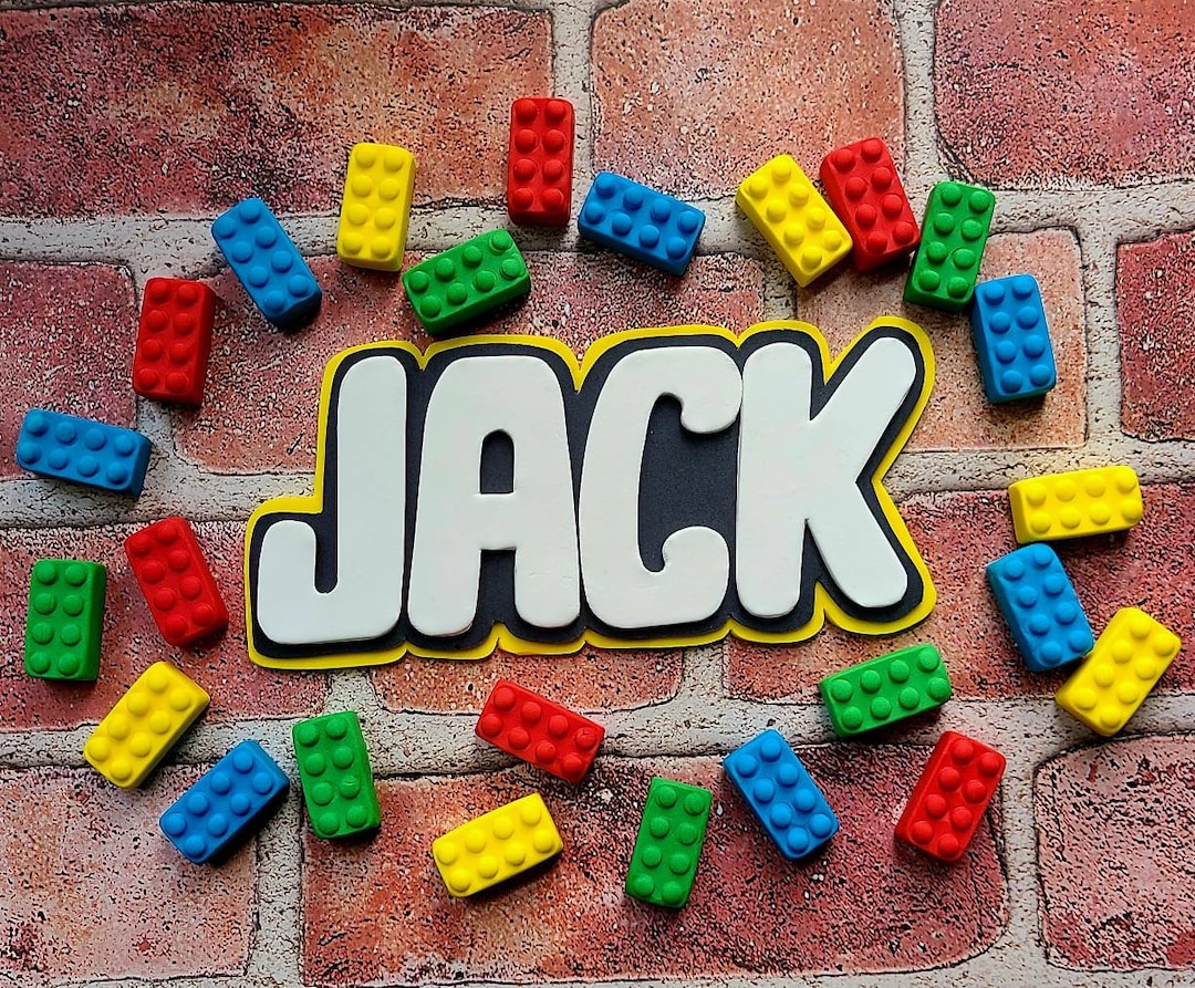Fondant Building Blocks and Custom Name Cake Decorations - Etsy