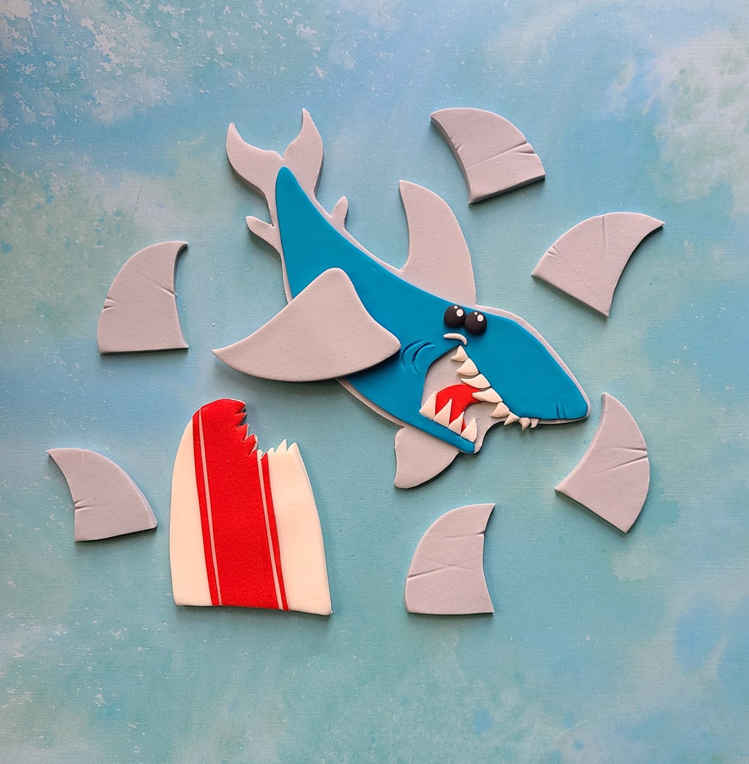 Edible Shark Birthday Party Cake & Cupcake Fondant Toppers - Etsy