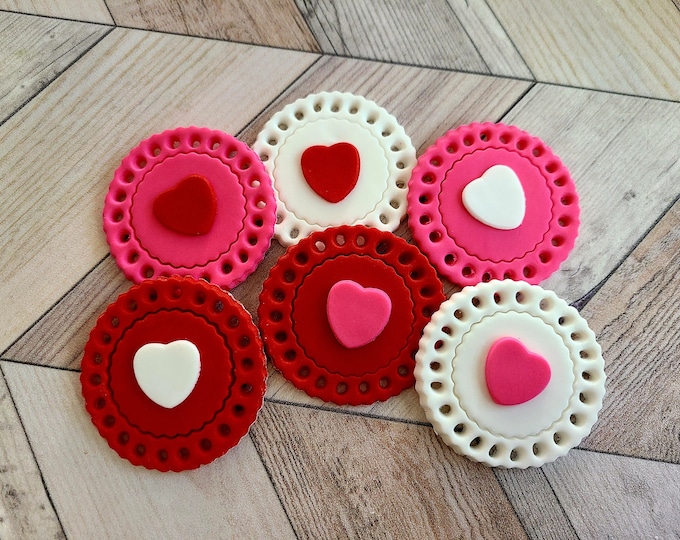 ROMANTIC HEART and LOVE Fondant Cupcake, and Cookie Toppers 1 Dozen - Etsy