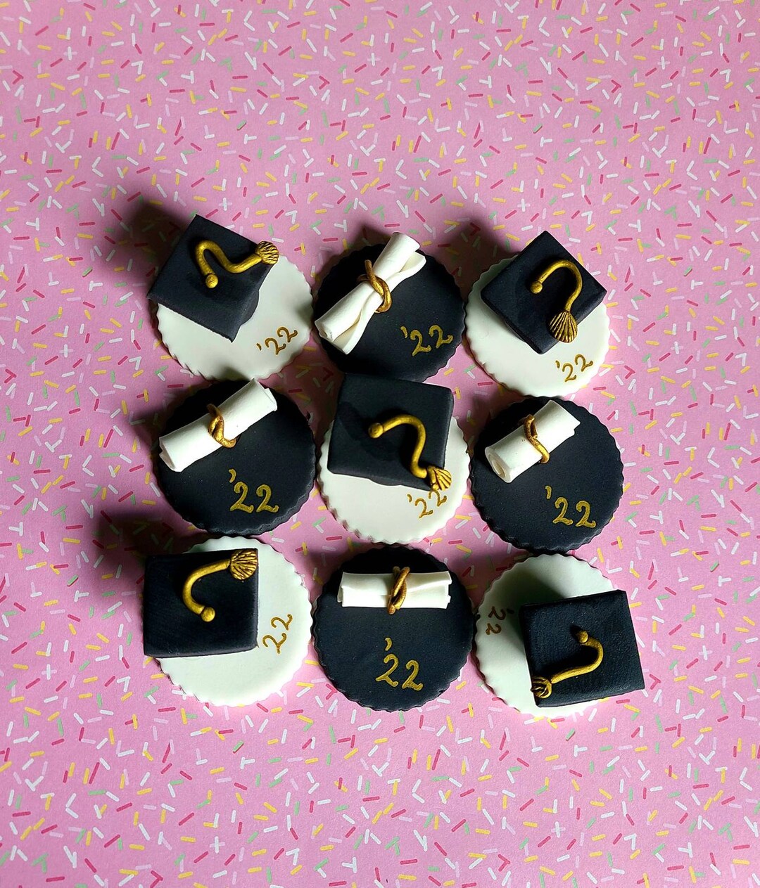 Custom Graduation Cap and Scroll Fondant Cupcake Toppers (custom Colors ...