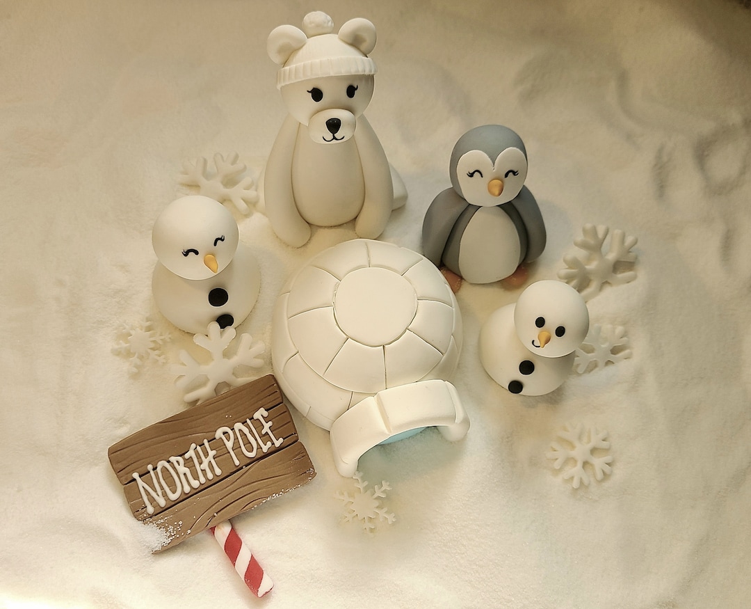 North Pole Fondant Cake Toppers (custom Colors Available) - Etsy