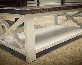 SOLD Modern Farmhouse Square Coffee Table Solid Wood - Etsy
