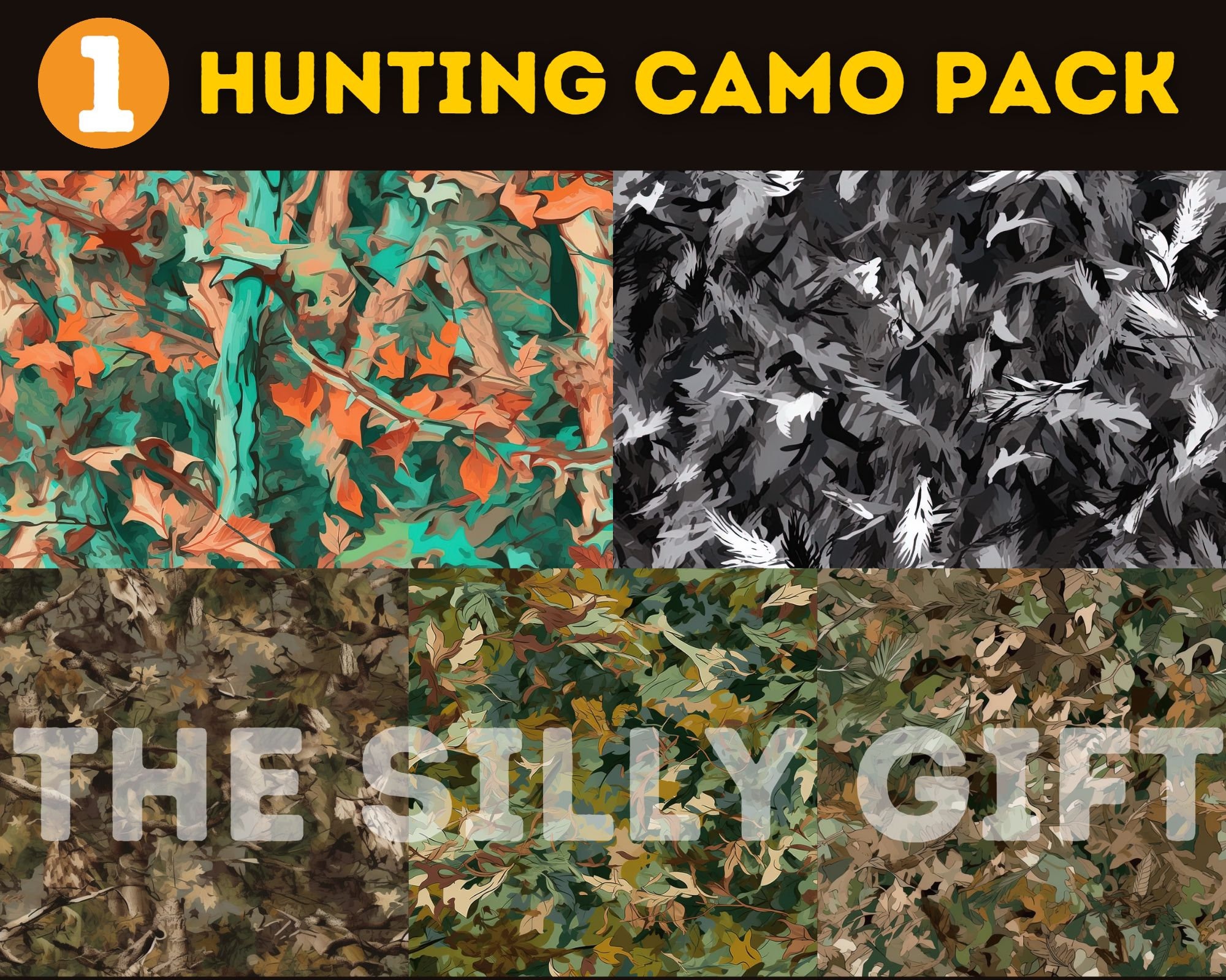 Hunting Camouflage Pattern Pack - 5 Different Patterns No. 1 - Etsy