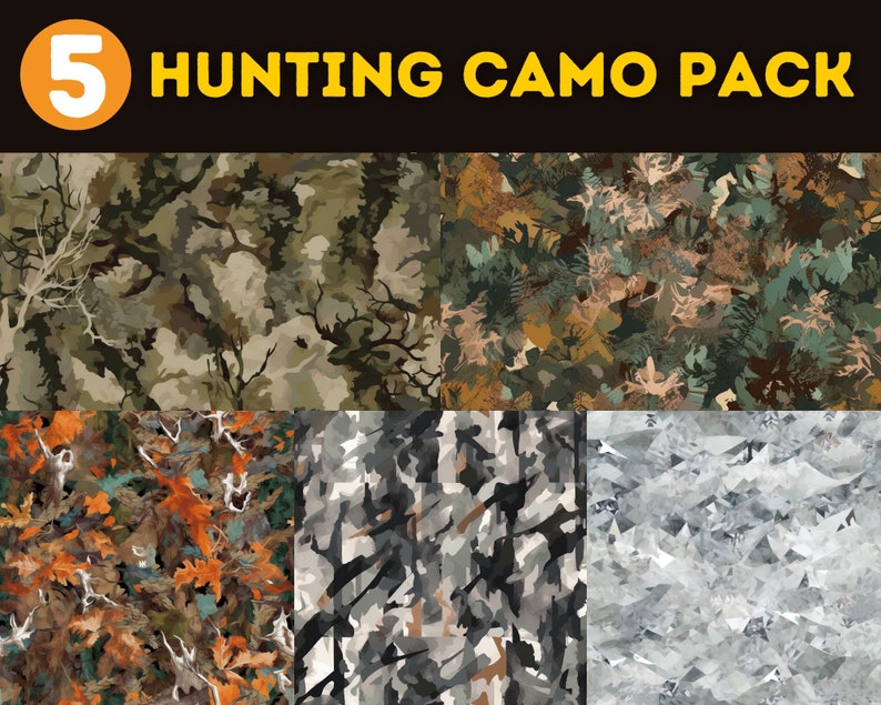 Hunting Camouflage Pattern Pack - 5 Different Patterns No. 5 - Etsy