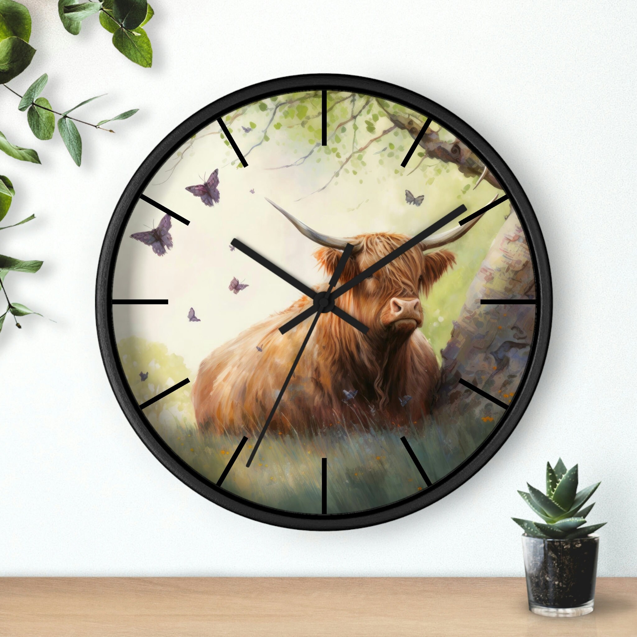 Highland Cow Wall Clock, Wooden Wall Clock, Farmhouse Decor. - Etsy