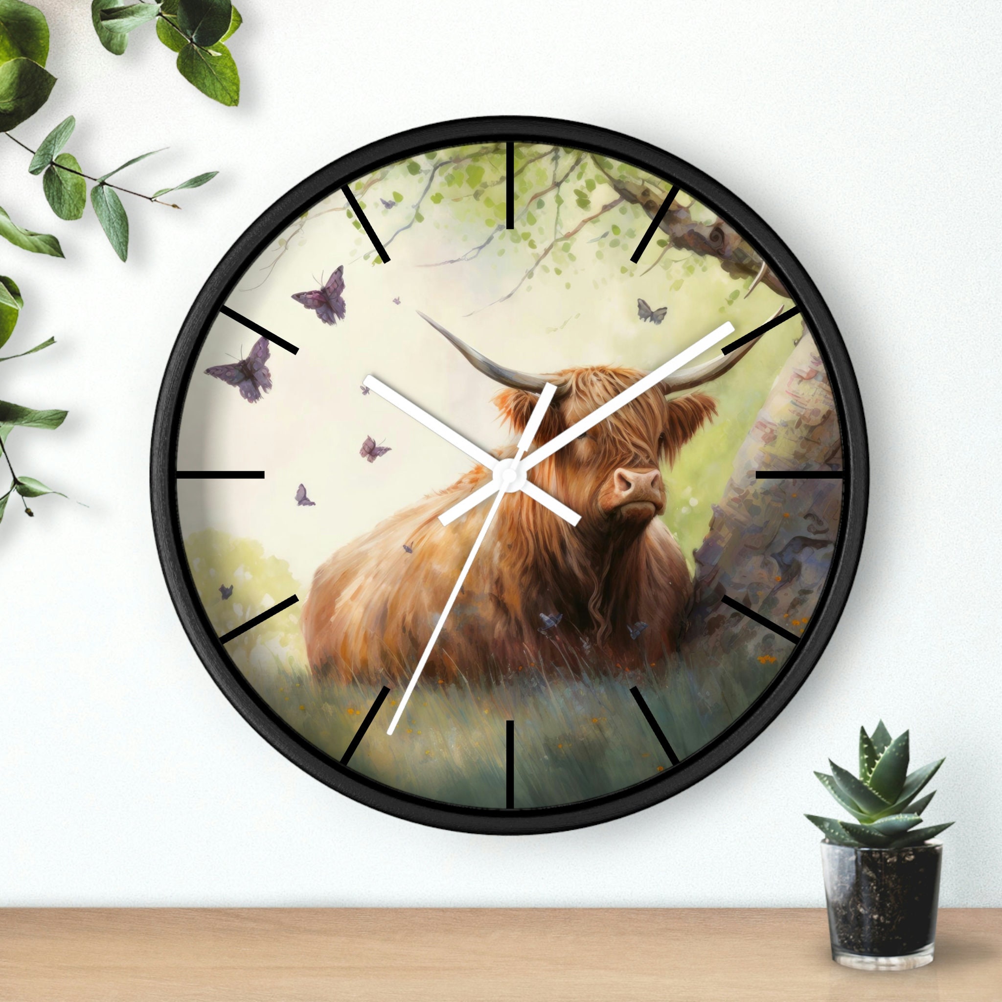 Highland Cow Wall Clock, Wooden Wall Clock, Farmhouse Decor. - Etsy