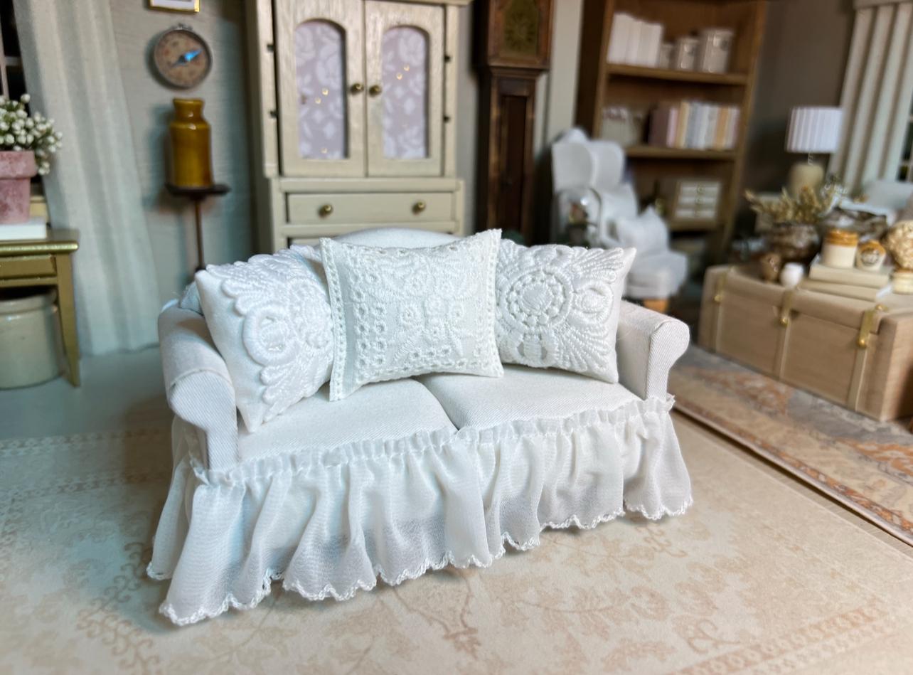Dollhouse Cottage Core Ruffled Sofa and Decor Etsy