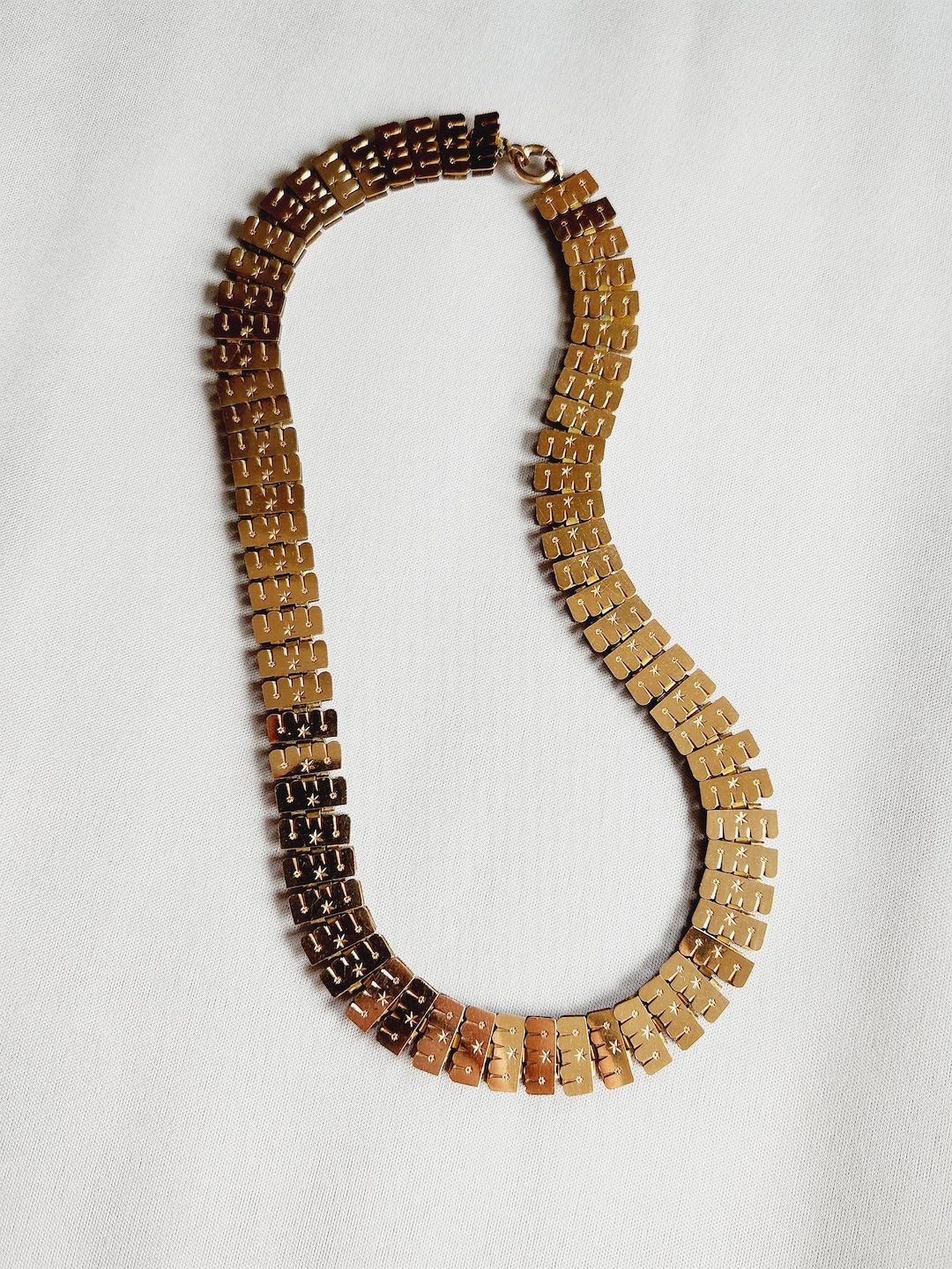 Antique Yellow Gold Filled Heavy Book Chain With Starburst Pattern ...