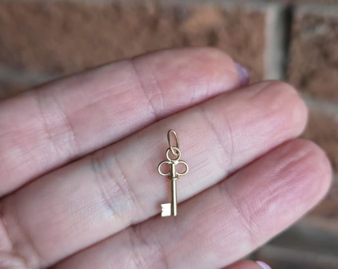 Vintage 14k Yellow Gold Mini Key Charm, Delicate Gold Charm ...