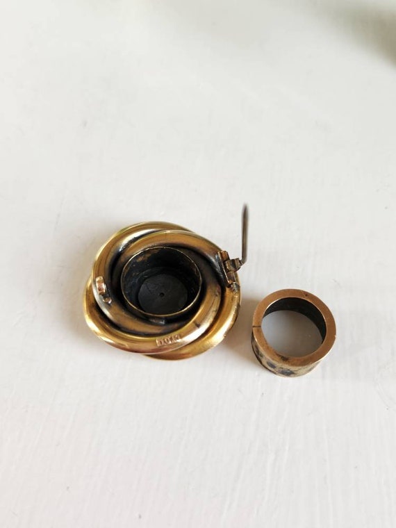 Antique 10k yellow gold heavy gold knot brooch with s… - Gem