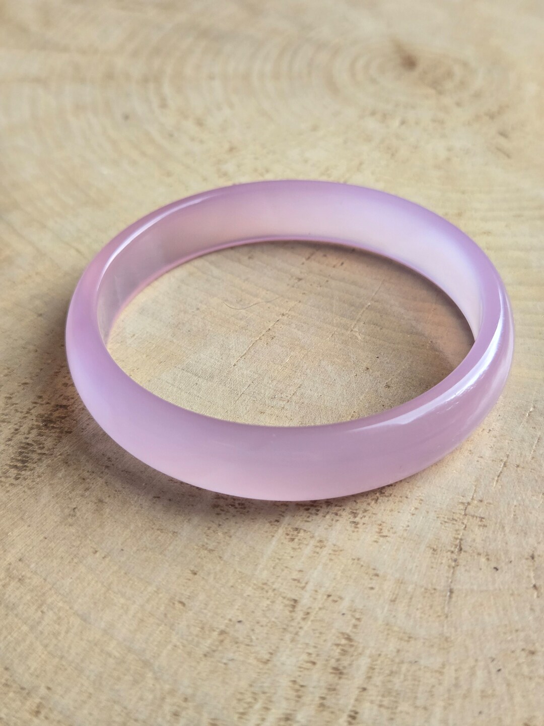 Vintage Genuine Lilac Chalcedony Bangle, Natural Gemstone Bangle, Light ...