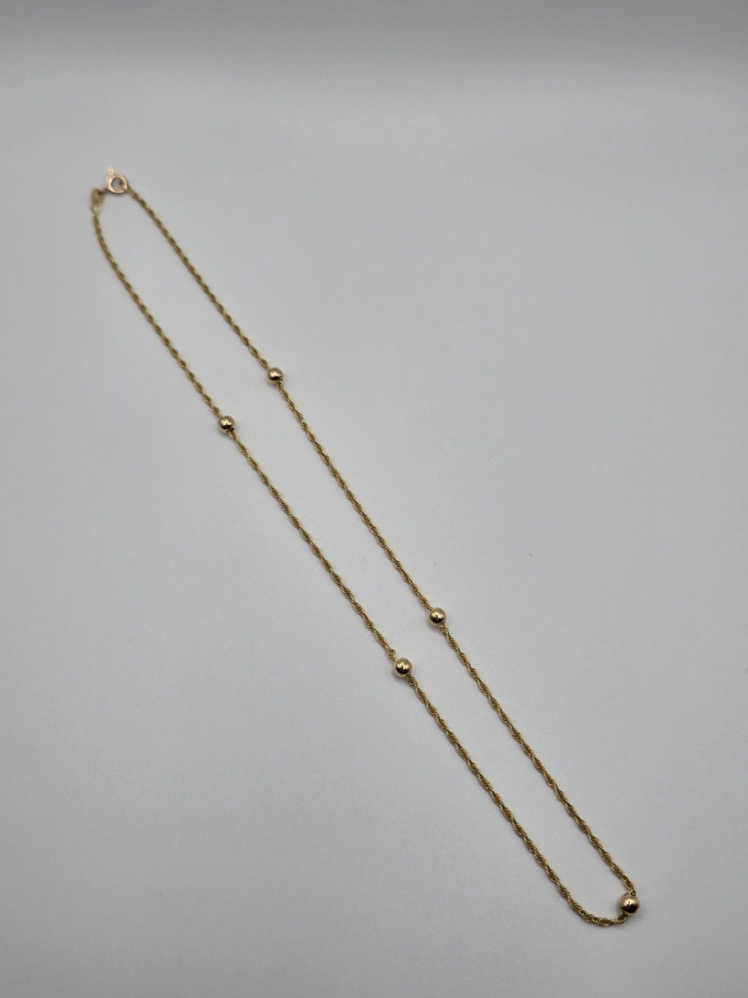 Vintage 10k Yellow Gold Rope Ball Bead Station Chain, 15.75 Inches, Fun ...