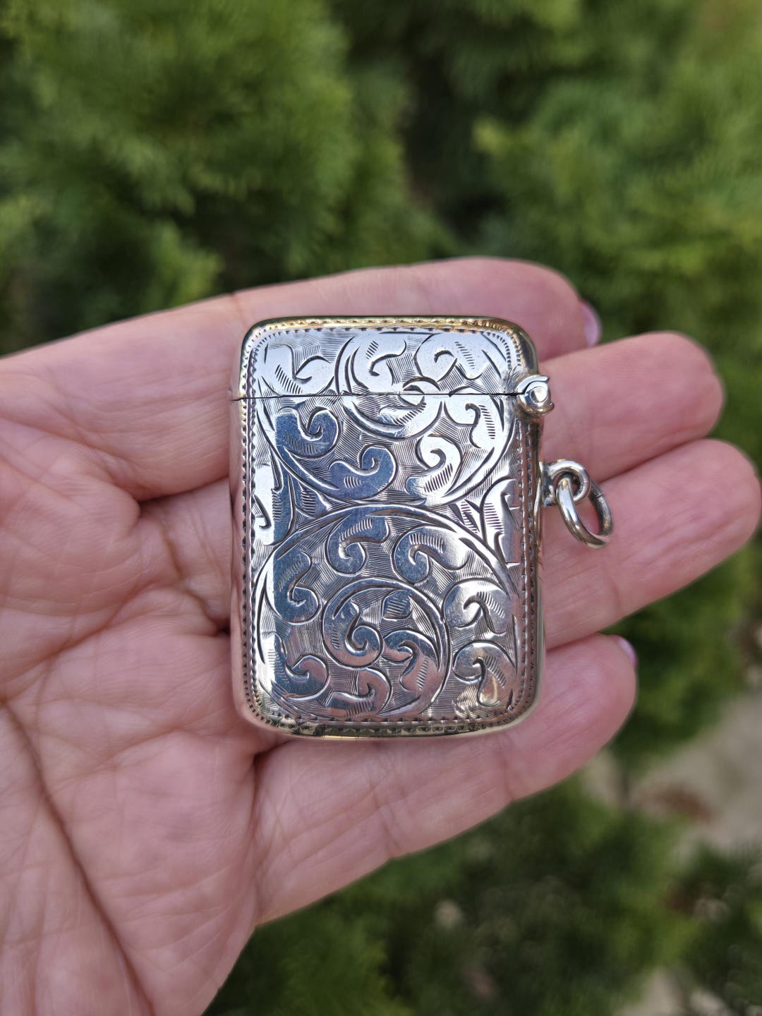 Antique Edwardian Sterling Silver Vesta Case Pendant, Statement Pendant ...