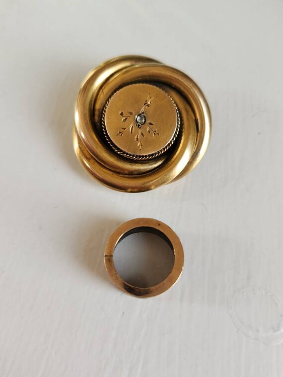 Antique 10k yellow gold heavy gold knot brooch with s… - Gem