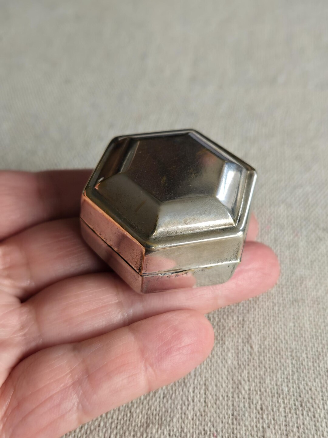 Antique Silver Plated Hexagonal Pill Box, Handmade Trinket Snuff Box - Etsy