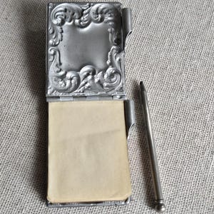 Antique Art Nouveau Silver Plated Notebook Pendant With Pencil - Etsy