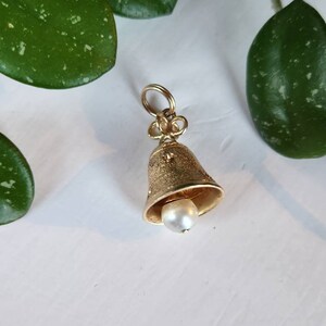 Vintage Estate Solid 14k Yellow Gold Bell Pendant/charm With Pearl ...