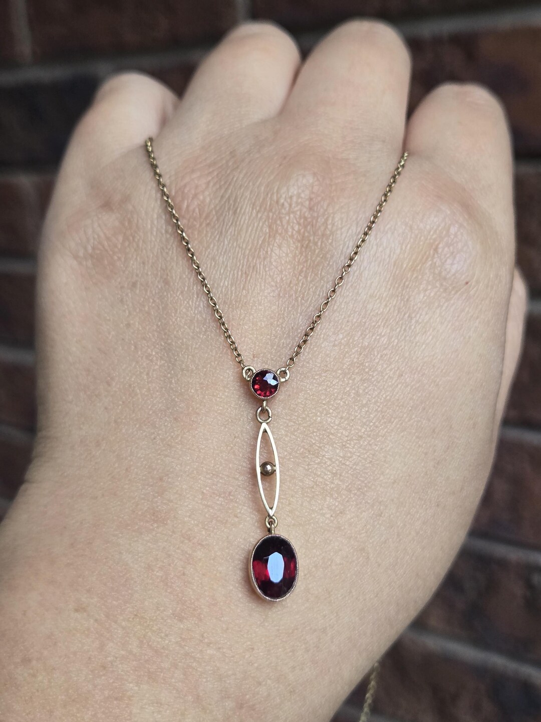 Antique 9ct Gold Garnet Lavalier Necklace | Victorian Jewelry | January ...