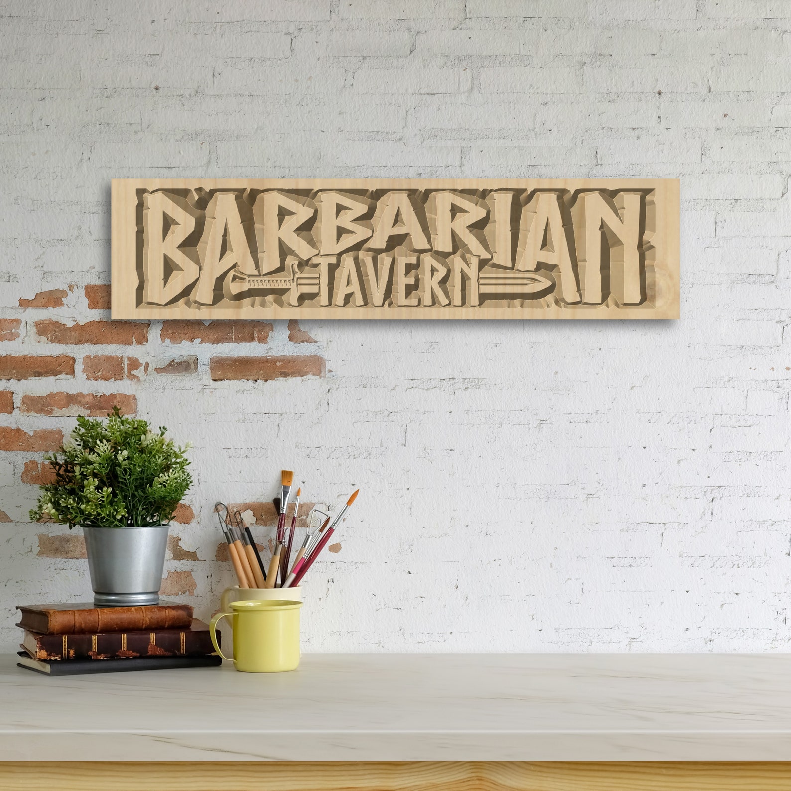 Barbarian Tavern Engraved Sign - Etsy