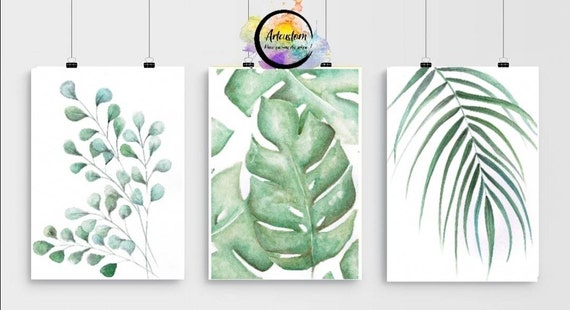 Exotic Watercolor Tryptic Poster - Etsy