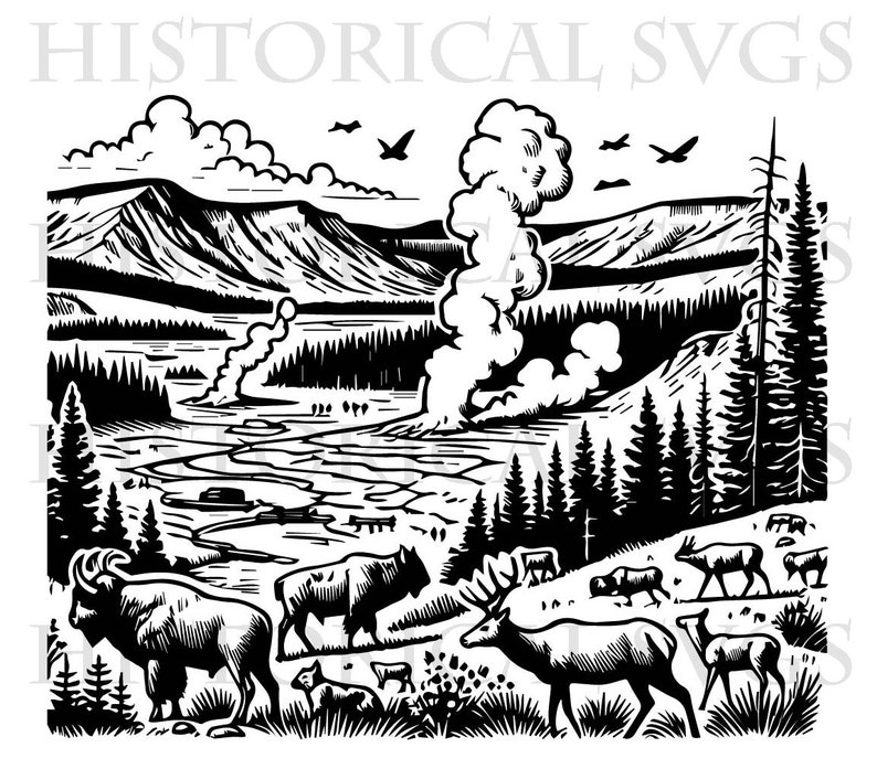 Yellowstone National Park SVG, JPG, PNG, Dxf, Pdf, Eps Graphic - Ideal ...