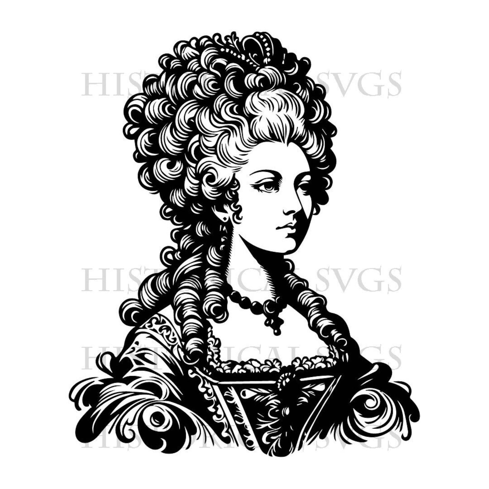 Marie Antoinette SVG, JPG, PNG, Dxf, Pdf, Eps Graphic - Ideal for ...