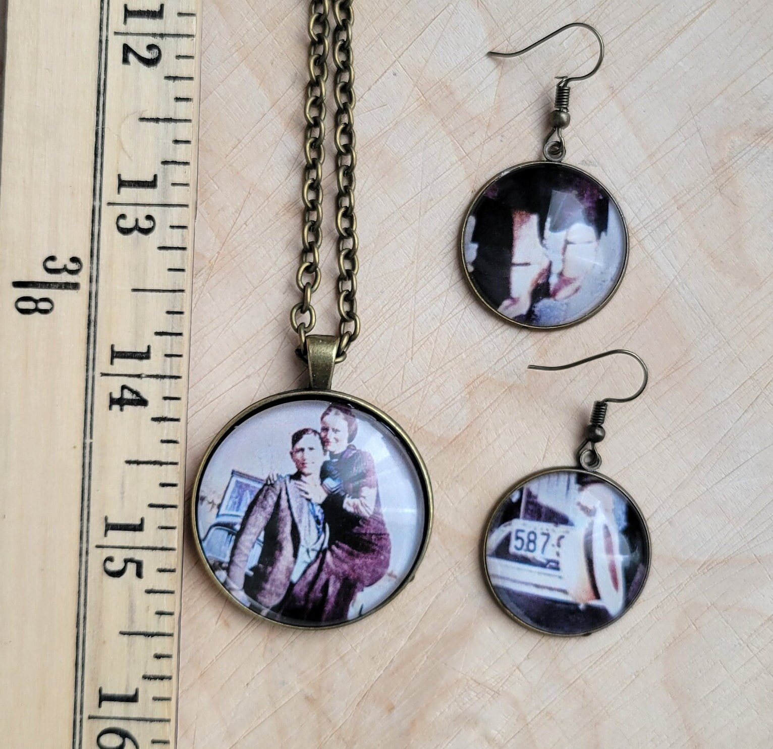 Bonnie and Clyde Jewelry Set Necklace Earrings Cabochon - Etsy