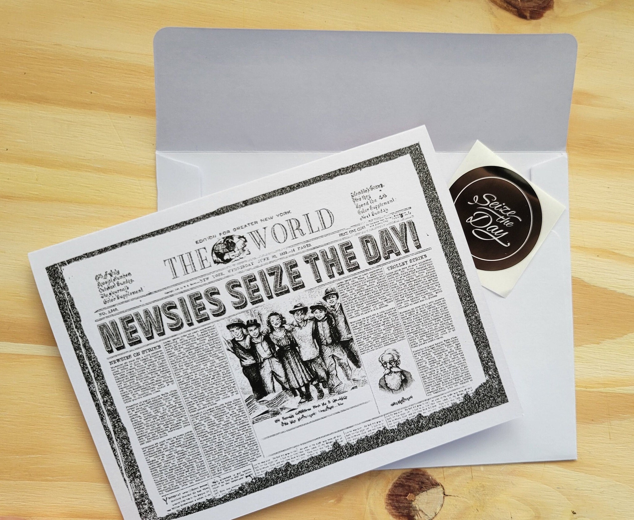 Newsies Note Cards Party Invitation Kit Handmade Fold-over Thank You ...