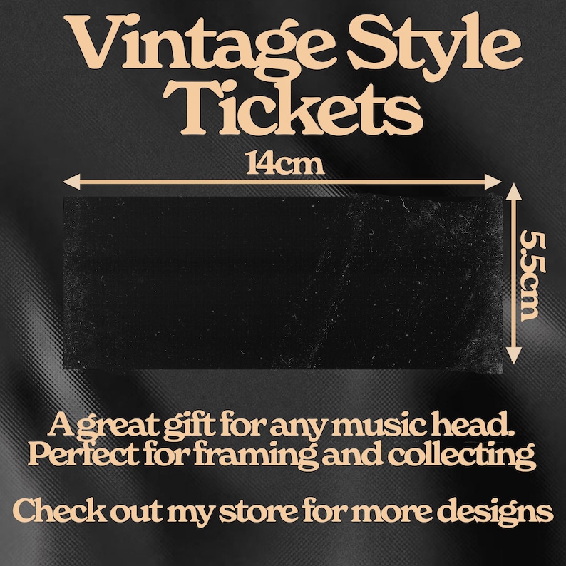Vintage Style Custom Tour Ticket Print • Digital Download • Replica ...