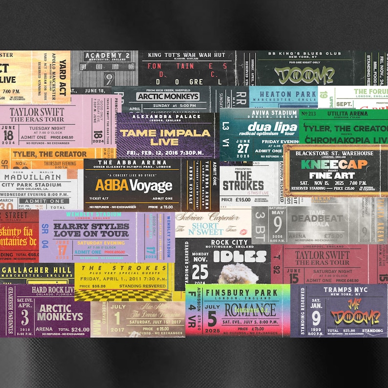 Vintage Style Custom Tour Ticket Print • Digital Download • Replica ...