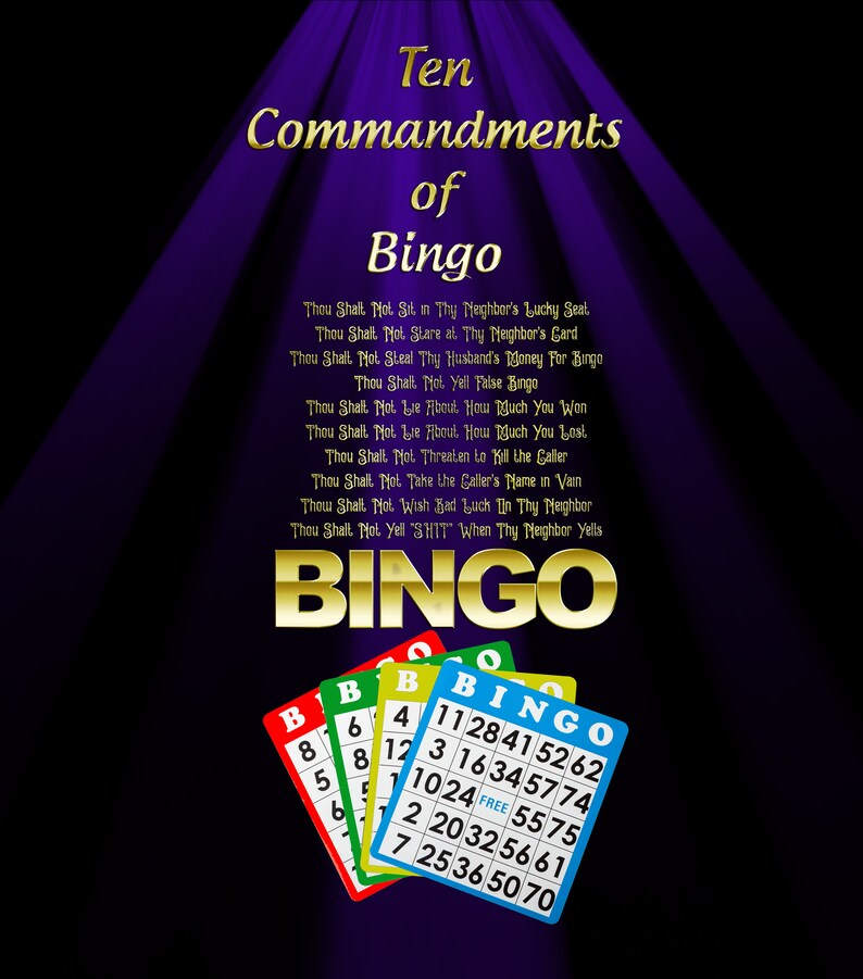 10 Commandments of Bingo Purple 20 Oz Skinny Tumbler Template - Digital ...