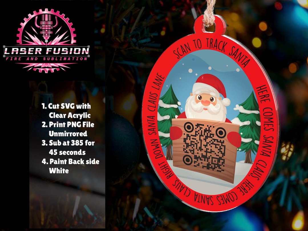 Santa Tracker Christmas Ornament Laser Cut and Sublimation Files ...