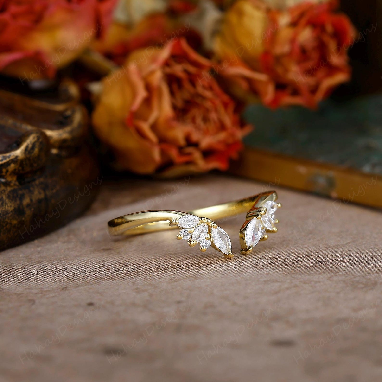 Open Wedding Band, Solid Gold Gap Wedding Ring, Womens Cuff Stacking ...