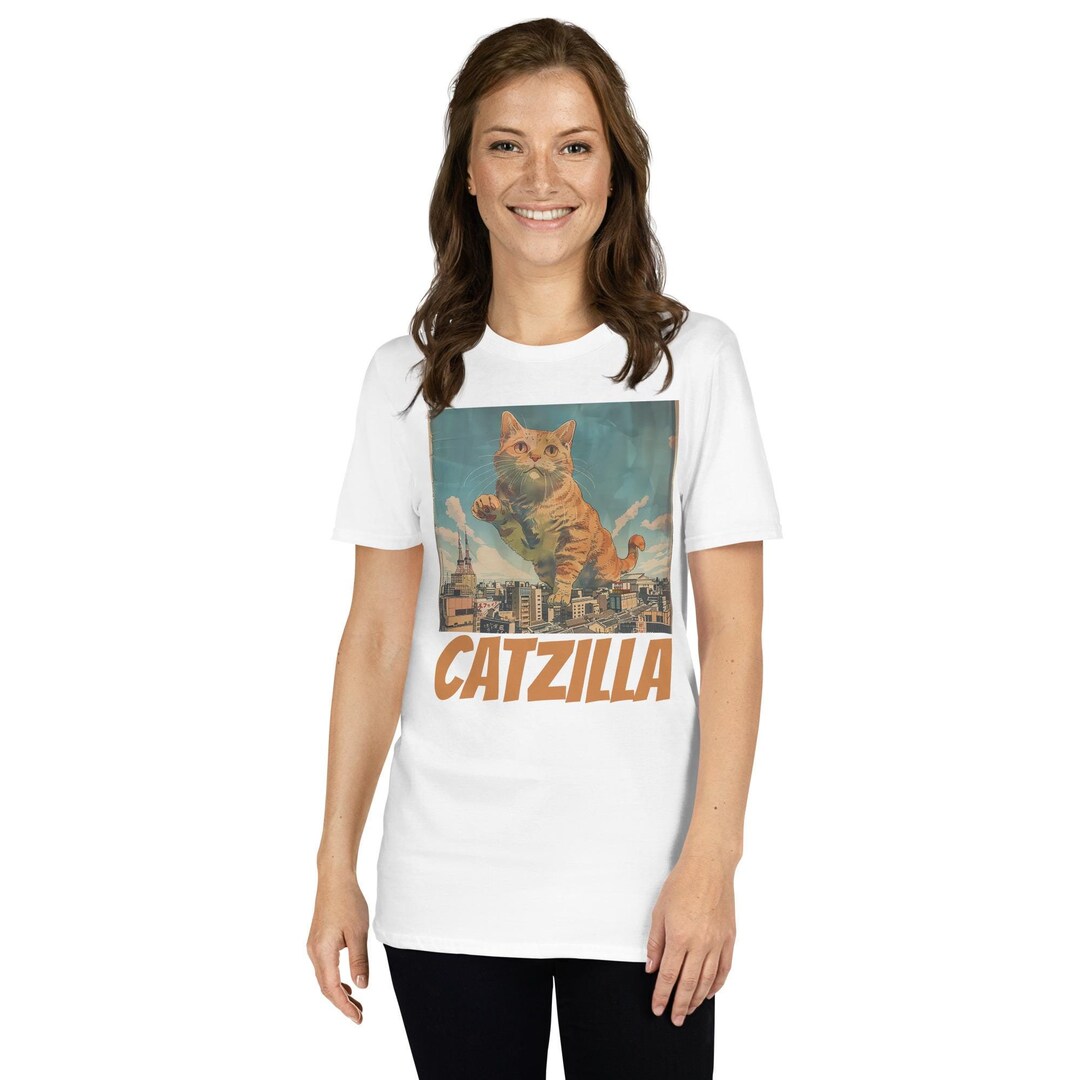 Funny Orange Cat Catzilla Japanese Art - Etsy