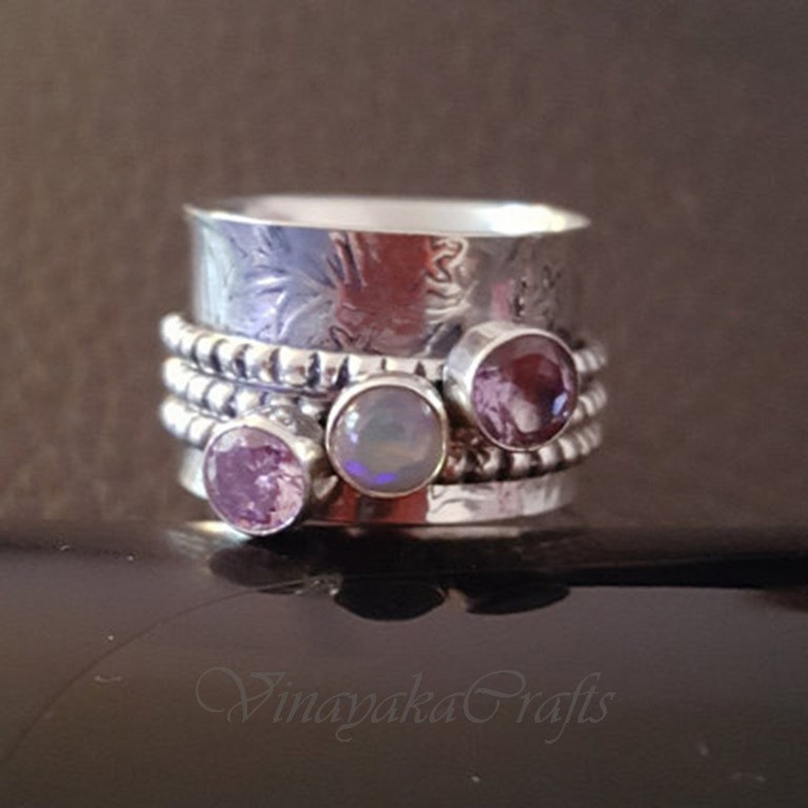 Multi Stone Spinner Ring Opal Spinner Ring Amethyst Spinner - Etsy