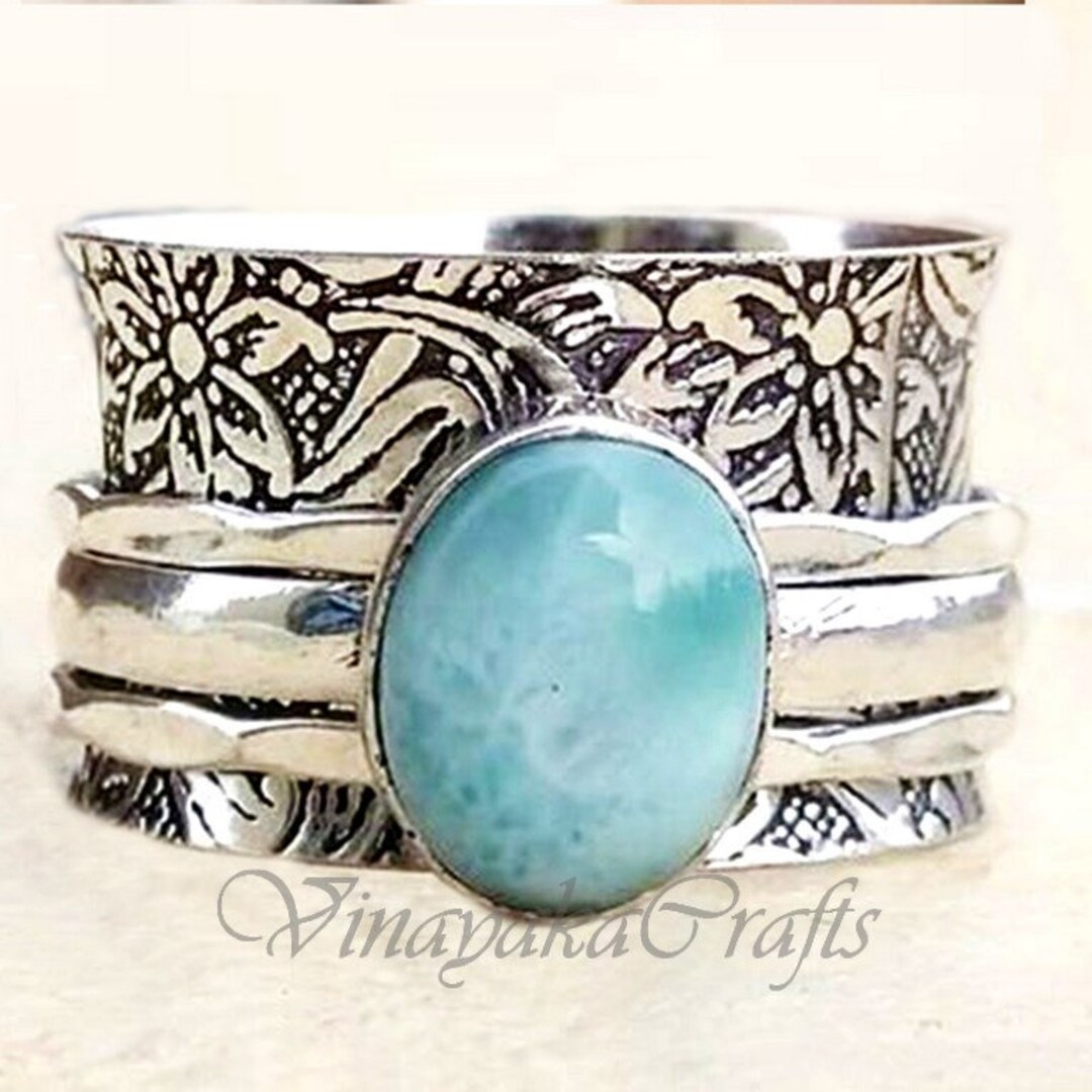 Larimar Ring Spinner Ring 925 Silver Spinner Handmade Ring - Etsy