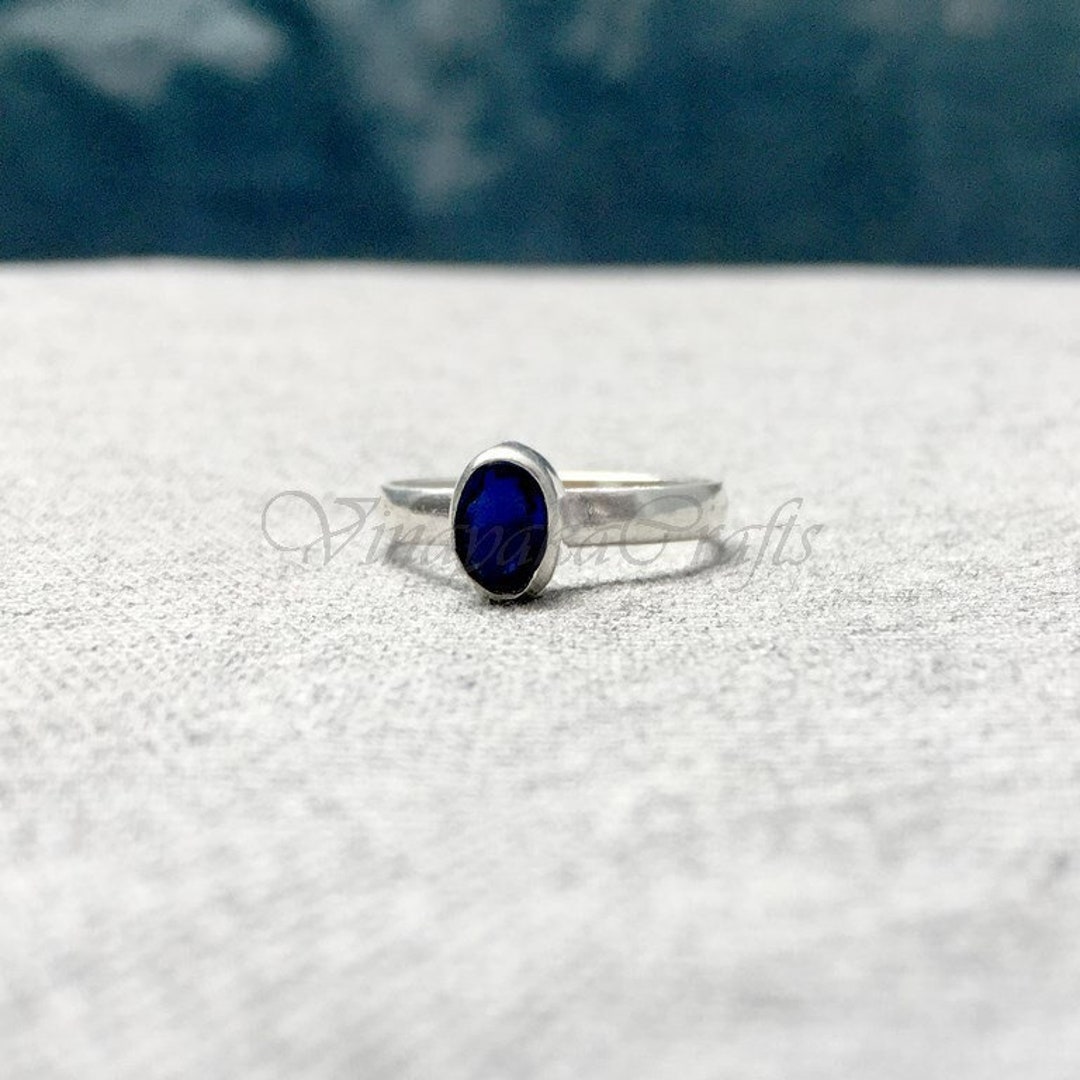 Blue Sapphire Ring Sterling Silver Ring Sapphire Engagement - Etsy