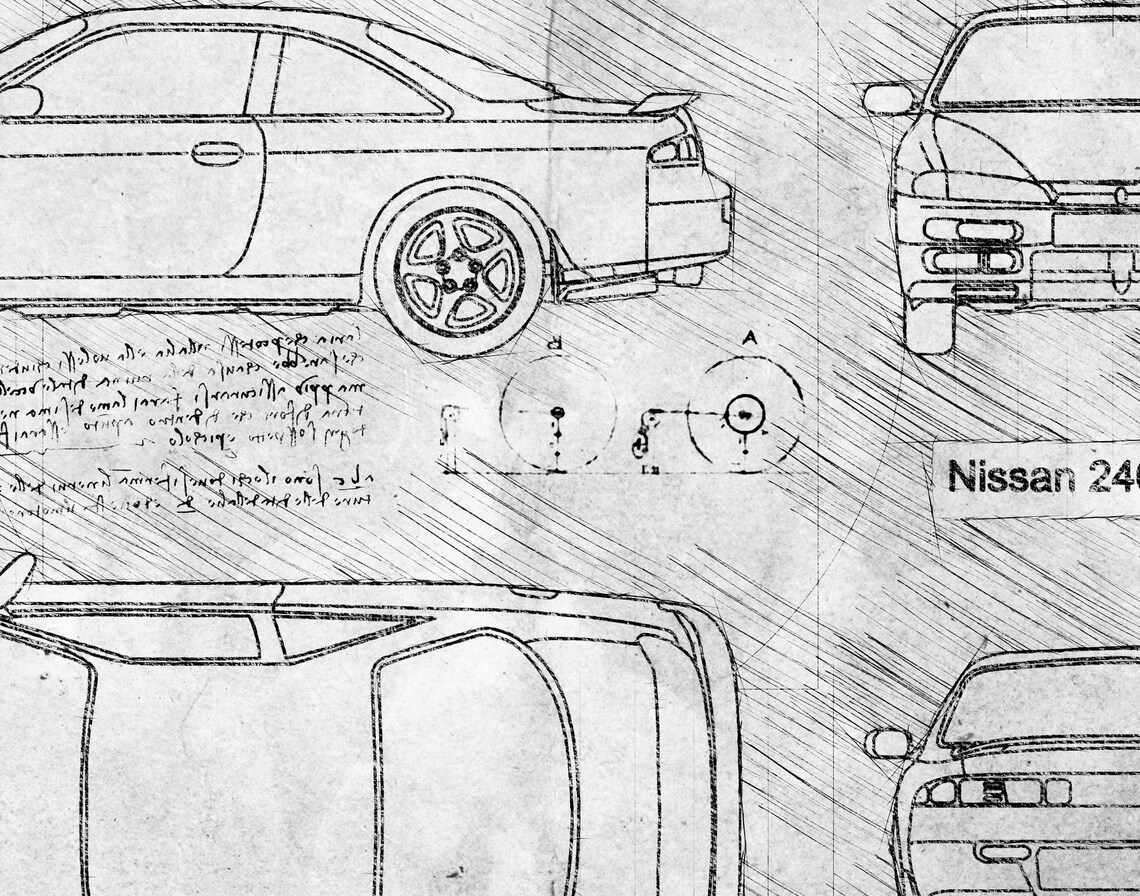 Nissan 240SX S14 1995 98 Sketch Art Print Sketch Style | Etsy
