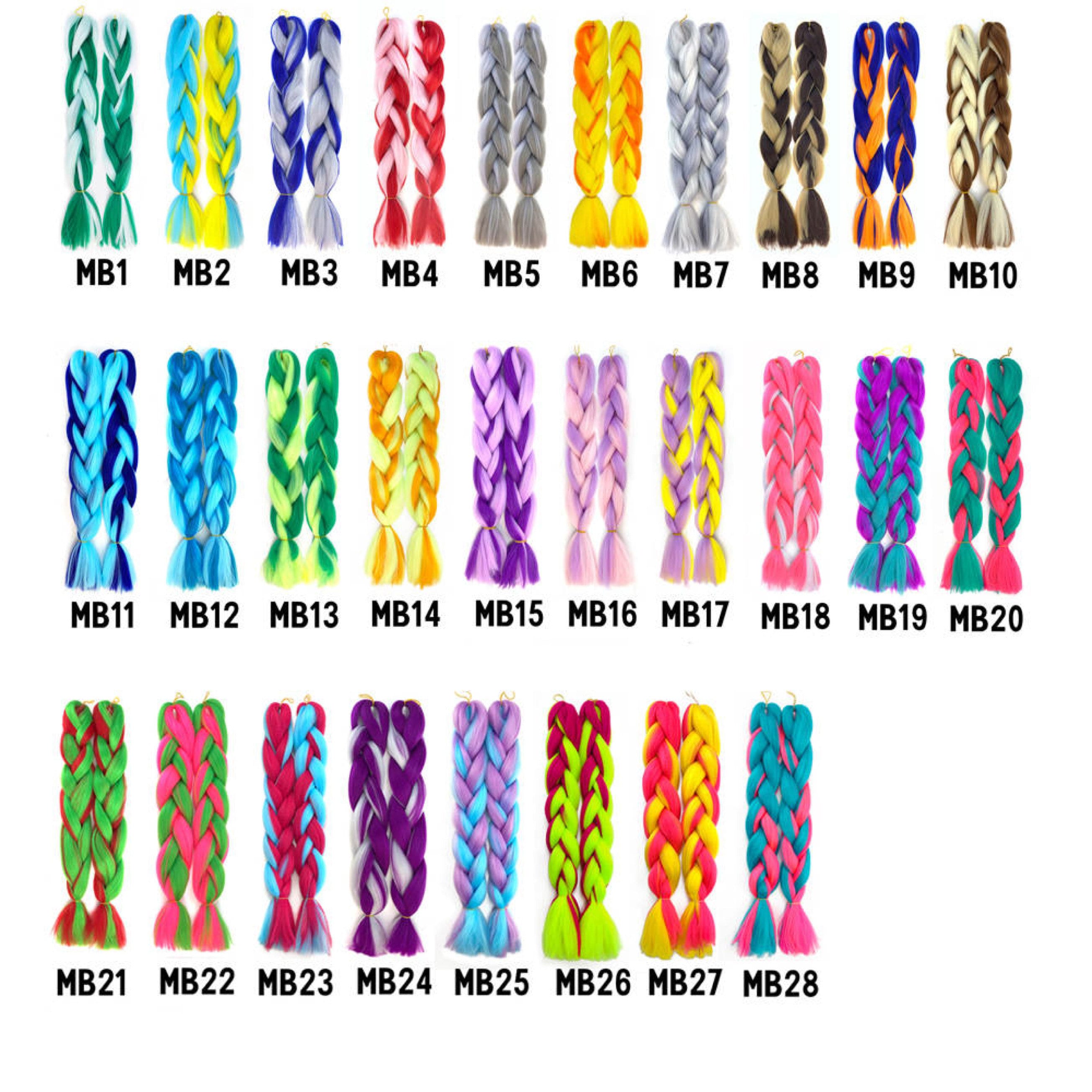 MIX COLORS JUMBO Braid Extension Hair / Jumbo Braid Kanekalon Braiding ...