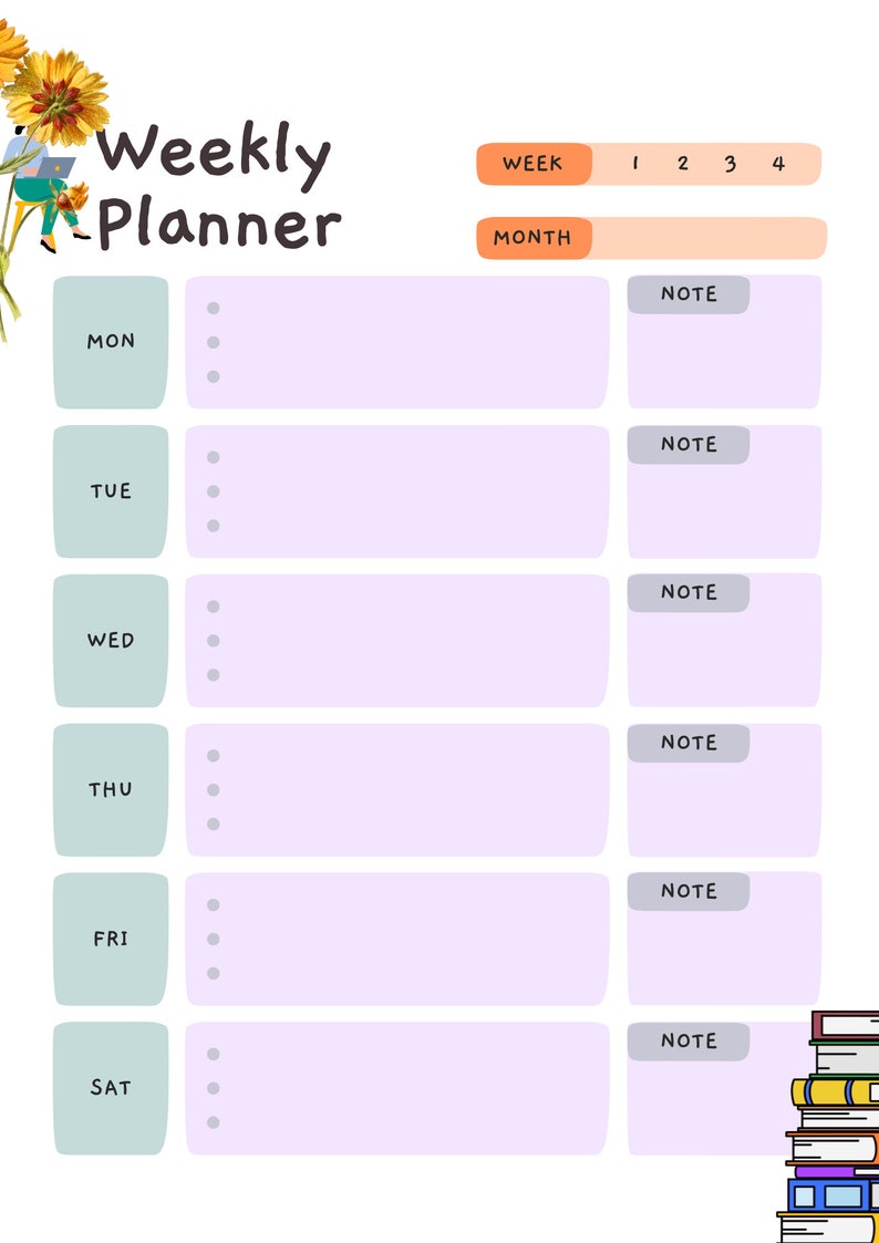 Study Daily Planner, Student Weekly Planner, Printable Planner, Daily ...
