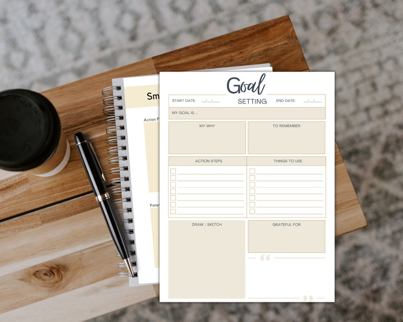 Goal Setting Worksheet Bundle, SMART Goals Template Worksheets ...