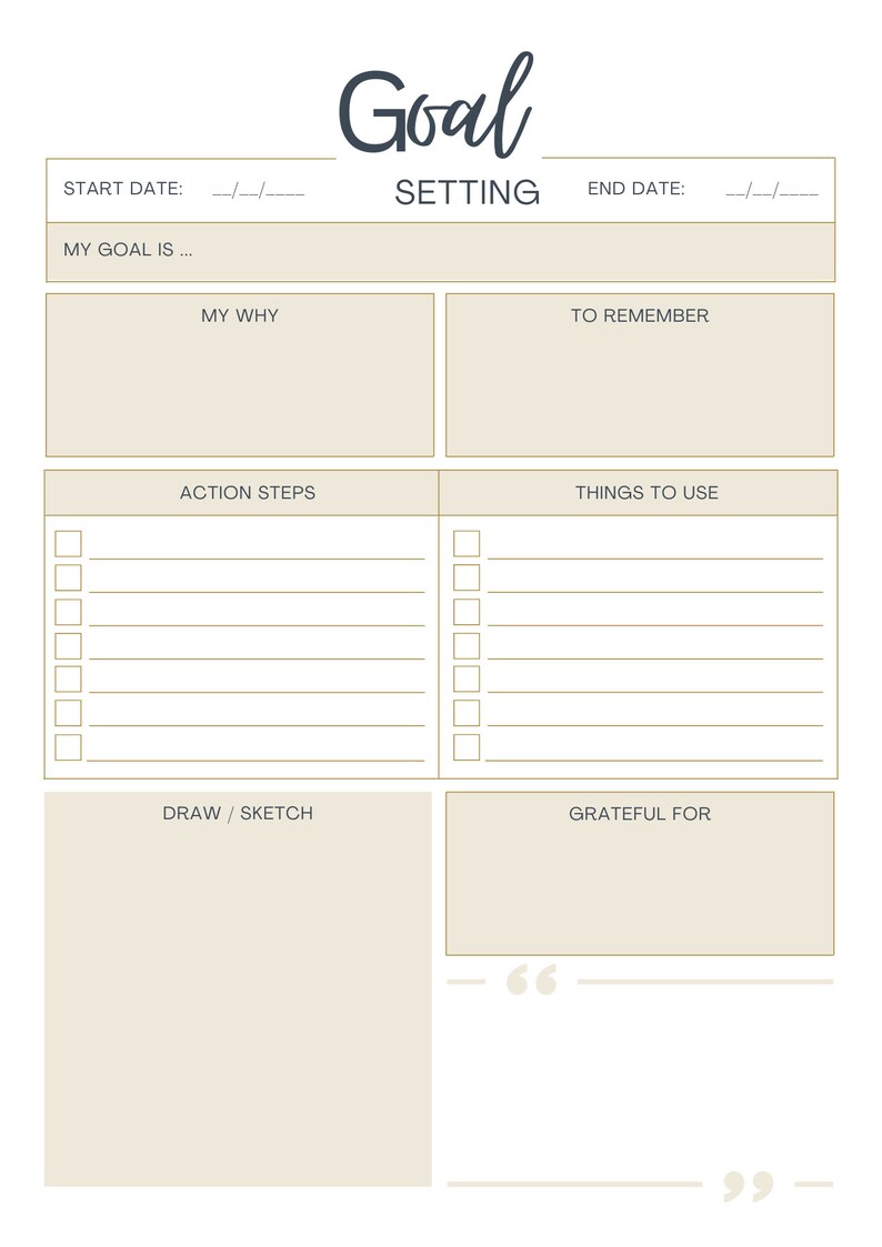 Goal Setting Worksheet Bundle, SMART Goals Template Worksheets ...