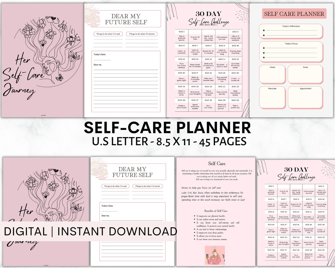 Selfcare Planner BUNDLE! Wellness Journal, Printable Selfcare Tracker ...