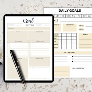Goal Setting Worksheet Bundle, SMART Goals Template Worksheets ...