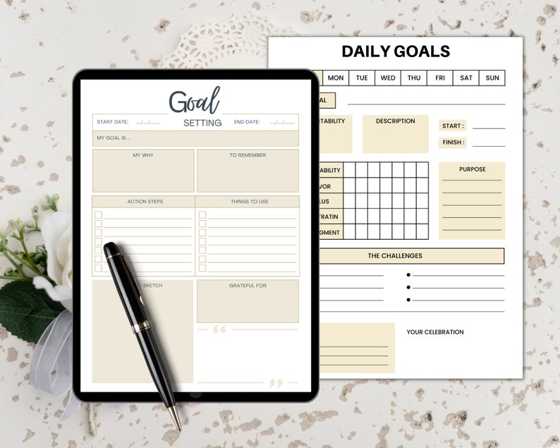 Goal Setting Worksheet Bundle, SMART Goals Template Worksheets ...