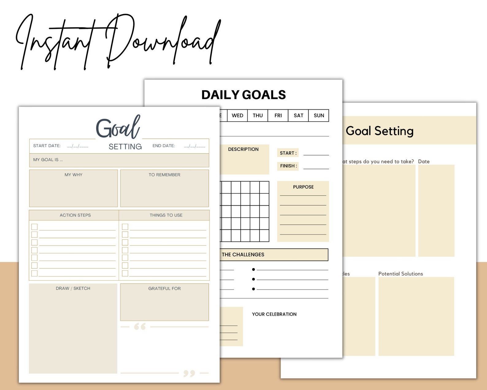 Goal Setting Worksheet Bundle, SMART Goals Template Worksheets ...