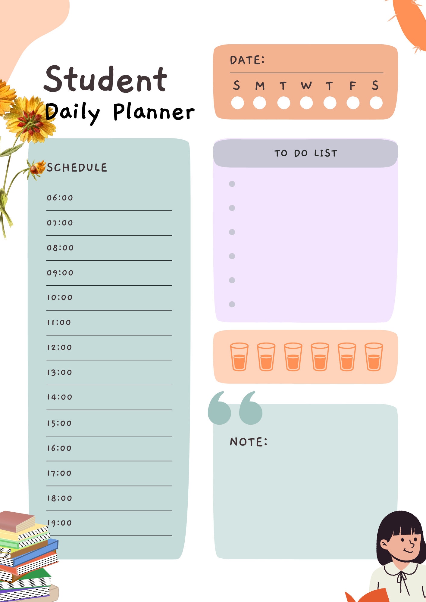 Study Daily Planner, Student Weekly Planner, Printable Planner, Daily ...