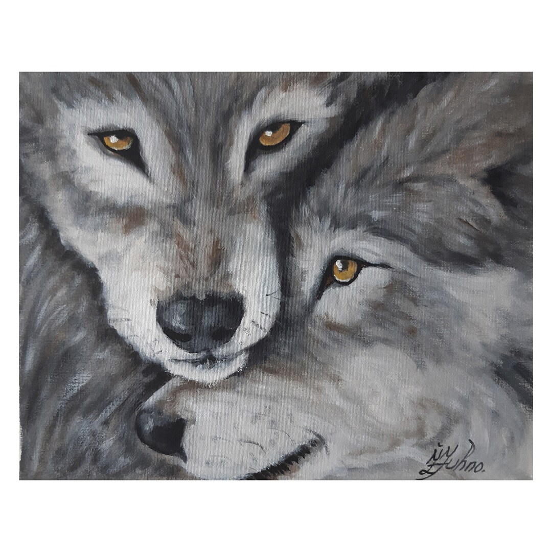 Wolf Couple Oil Painting: Original Wildlife Art, 9x12 - Etsy